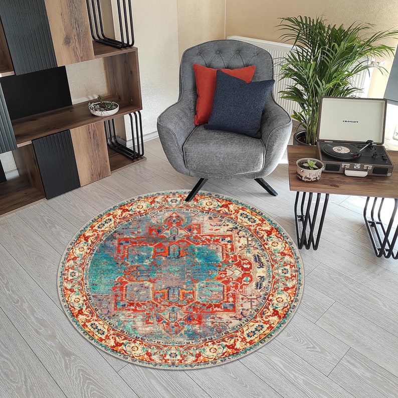 Vintage Round Rug|area Round Rug|living Room Rug|round Rug|circle Rug ...