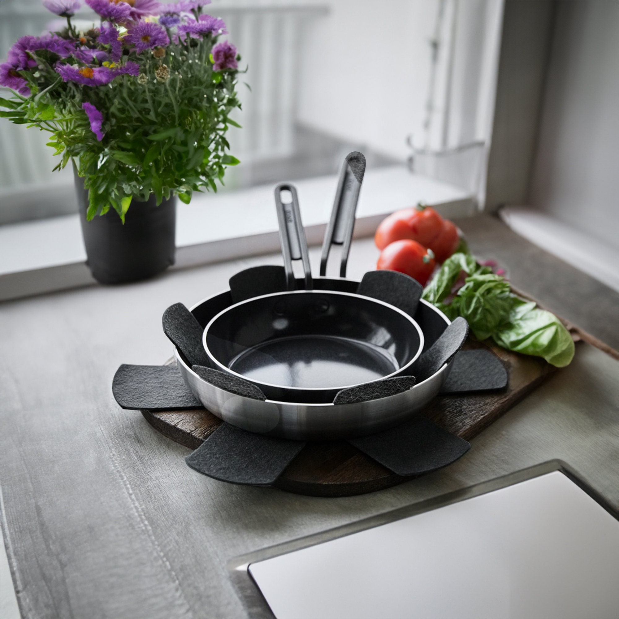 Pot and Pan Protectors, Felt Cookware Protector Set, Pan Base Protector ...