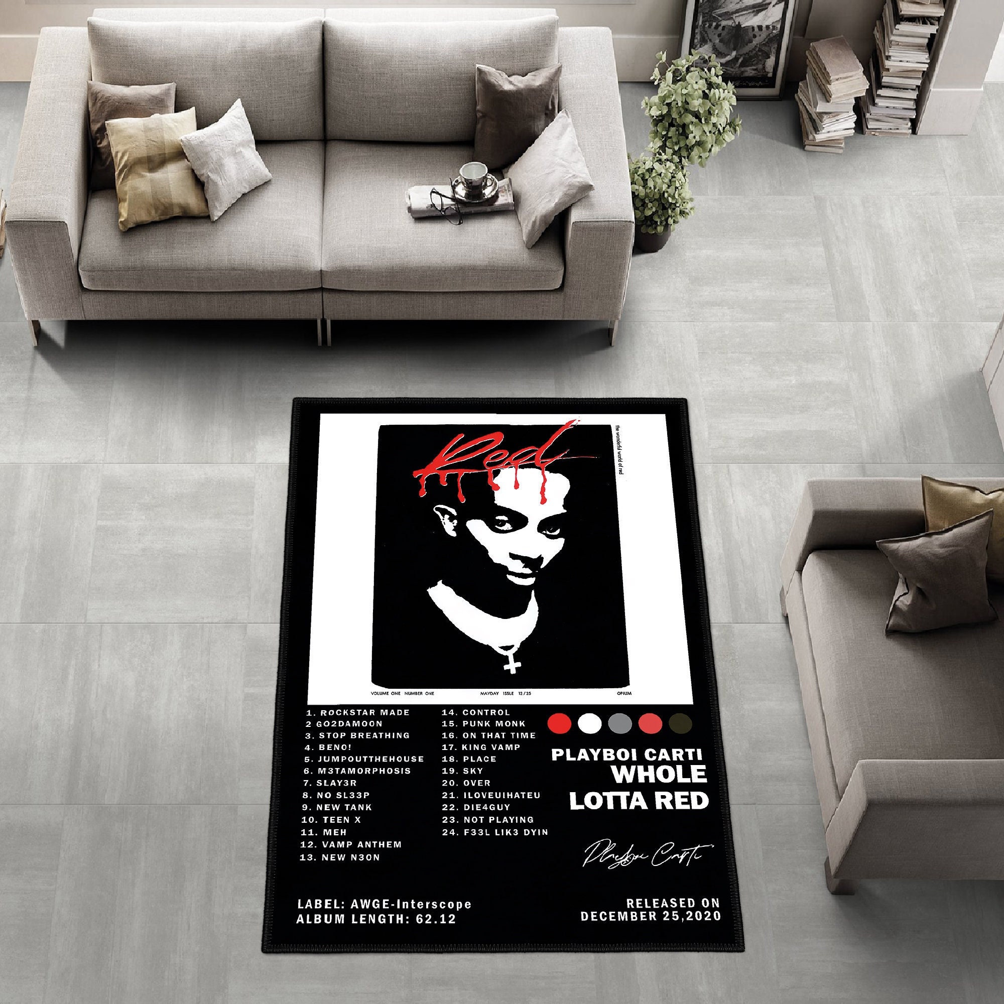 Playboi Carti Album Cover Rug, Album Cover Rug, Whole Lotta Red Album ...