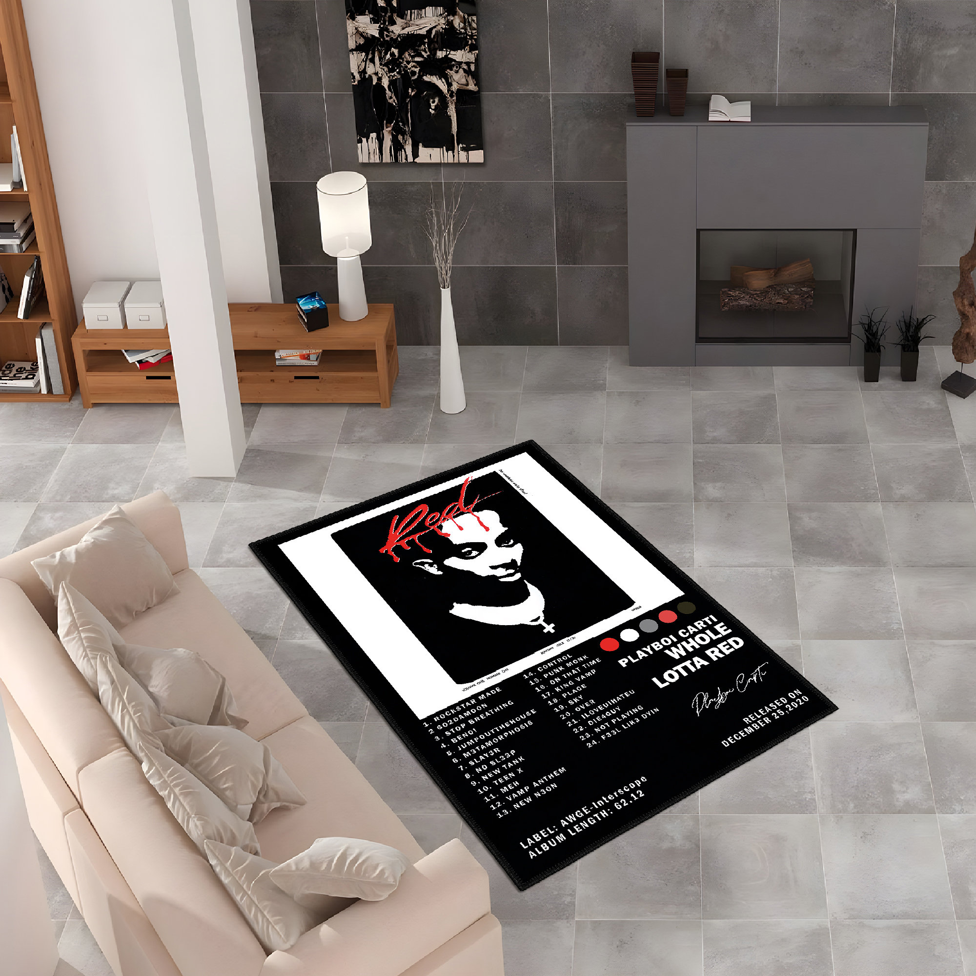 Playboi Carti Album Cover Rug, Album Cover Rug, Whole Lotta Red Album ...