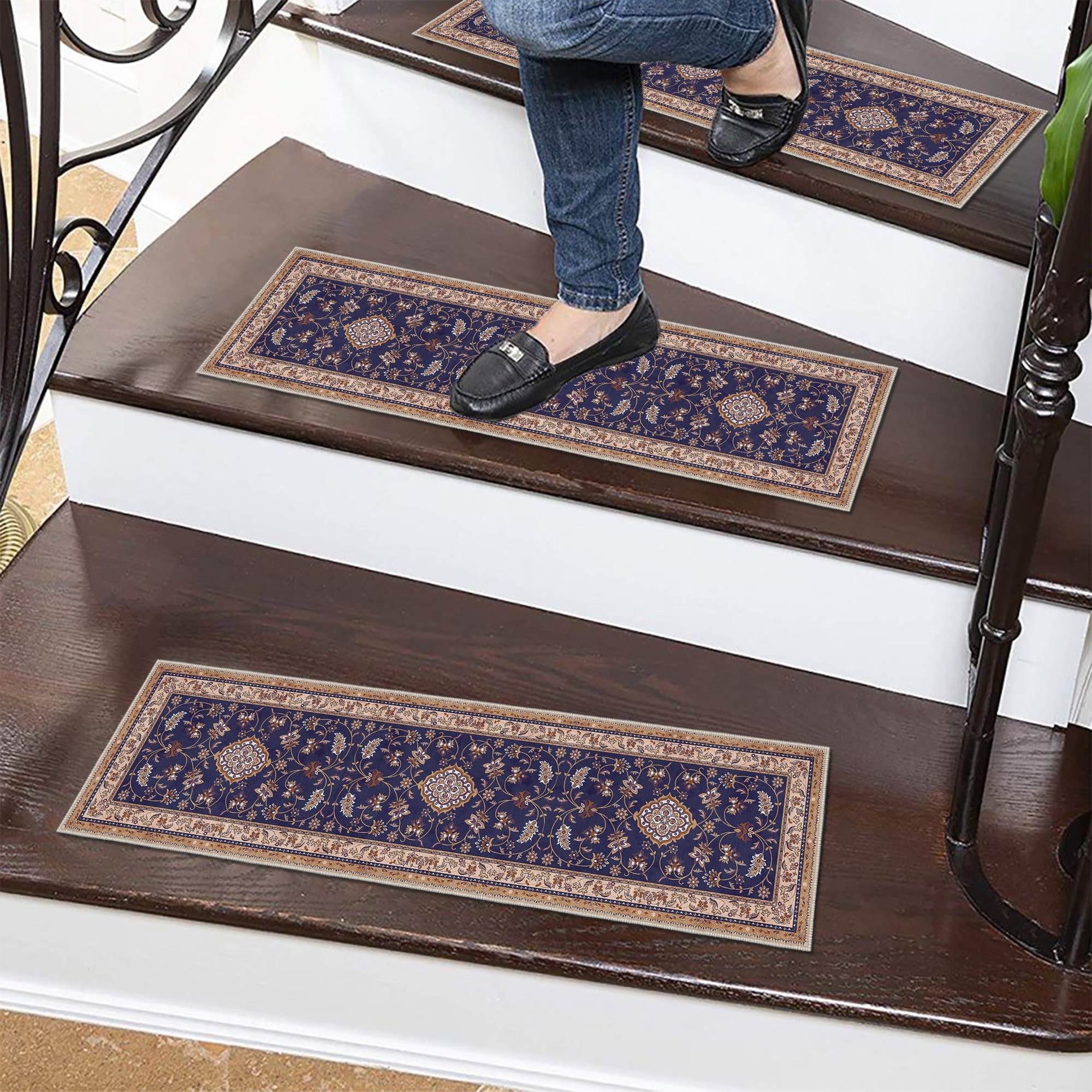 Persian Stair Step Rug, Stair Treads, Stair Runner, Stair Rug, Navy ...