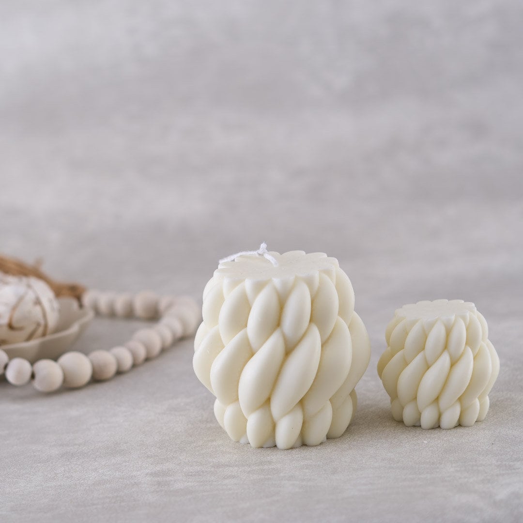 Large Knot Candle, Knit Candle, Knit Pillar Candles,twisted Knot Candle ...