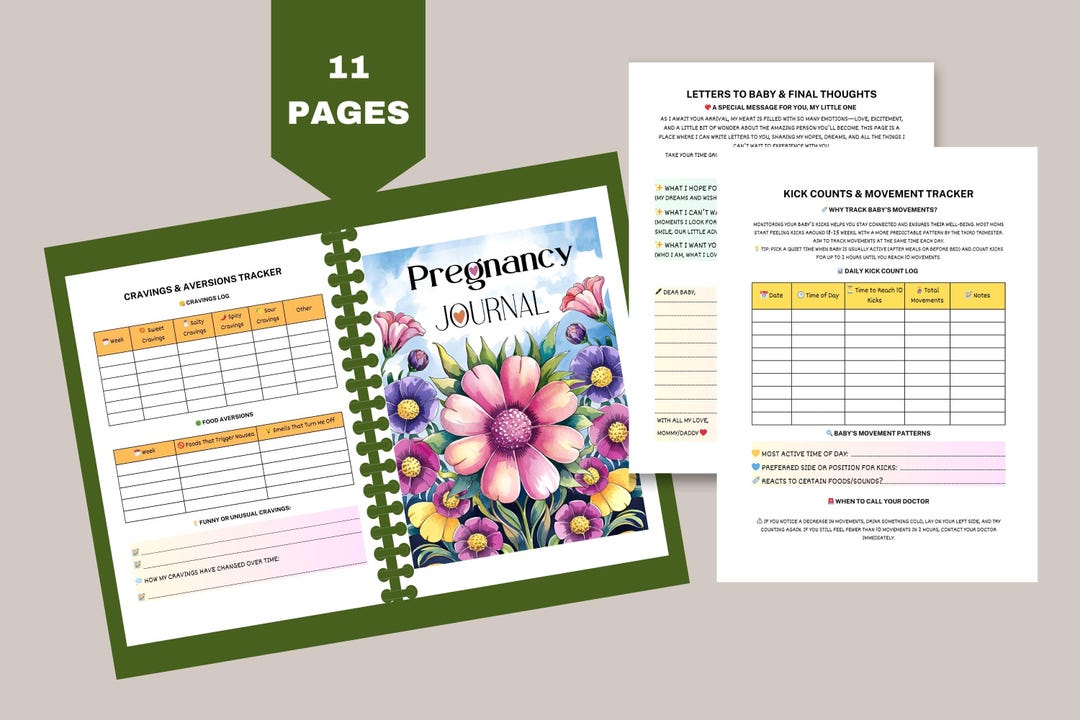 Editable Pregnancy Journal | Printable Pregnancy Planner and Baby Bump ...