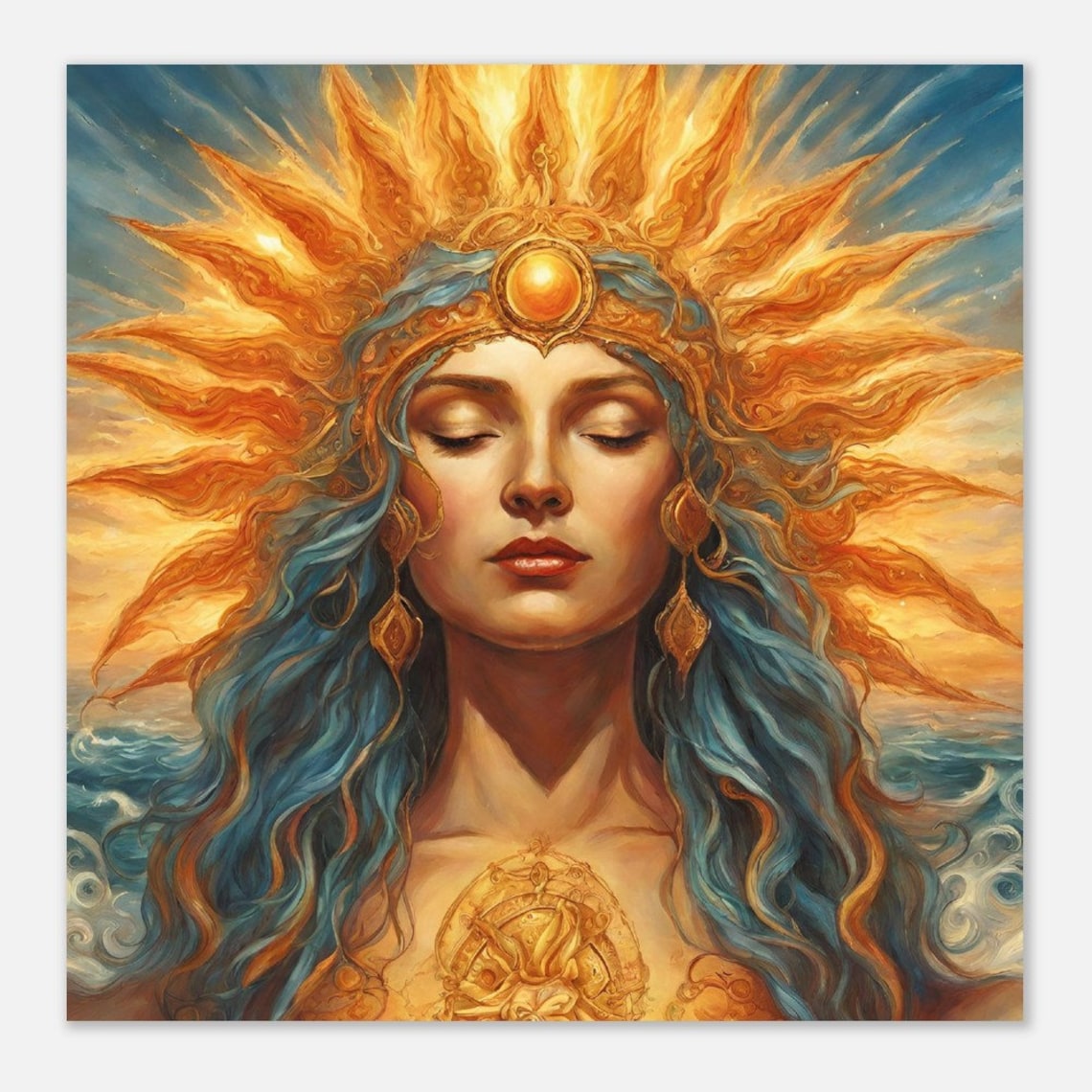 Divine Feminine Celestial Sea & Solar Goddess Fine Art Print Ethereal ...