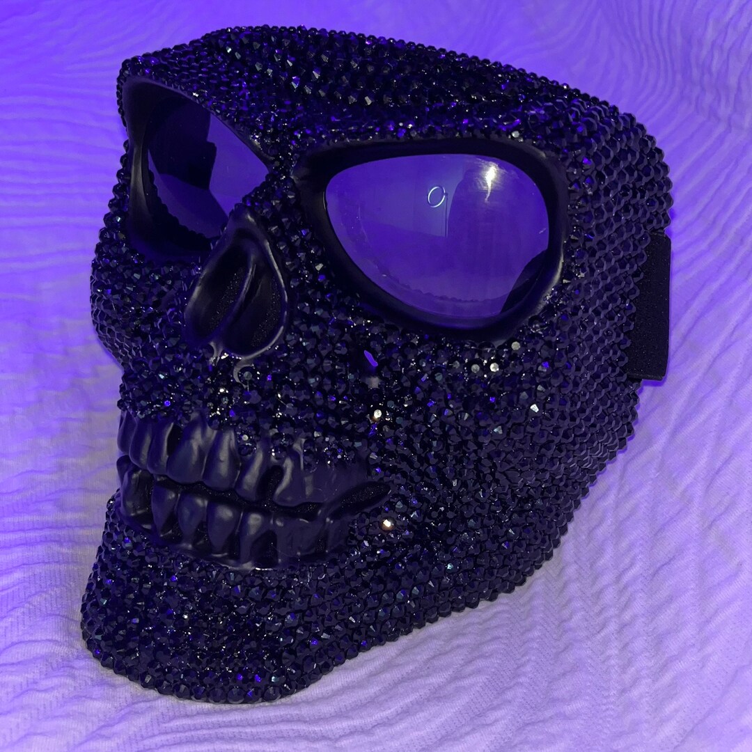Custom Black Rhinestone Air Soft Mask - Etsy
