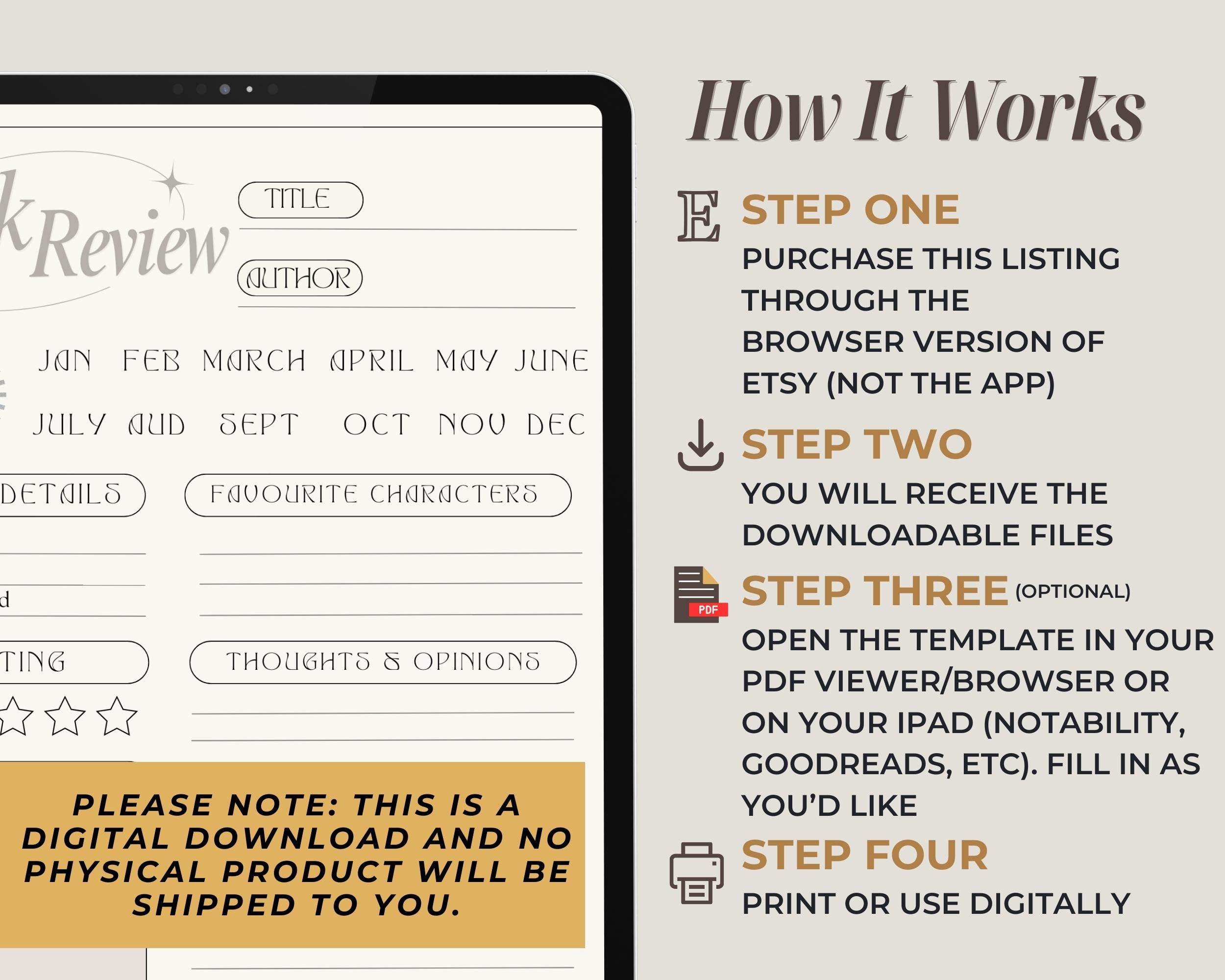 Book Review Template | Printable & Fillable Reading Tracker Review ...