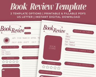 Sage Green Book Review Template Printable & Fillable Reading Tracker ...