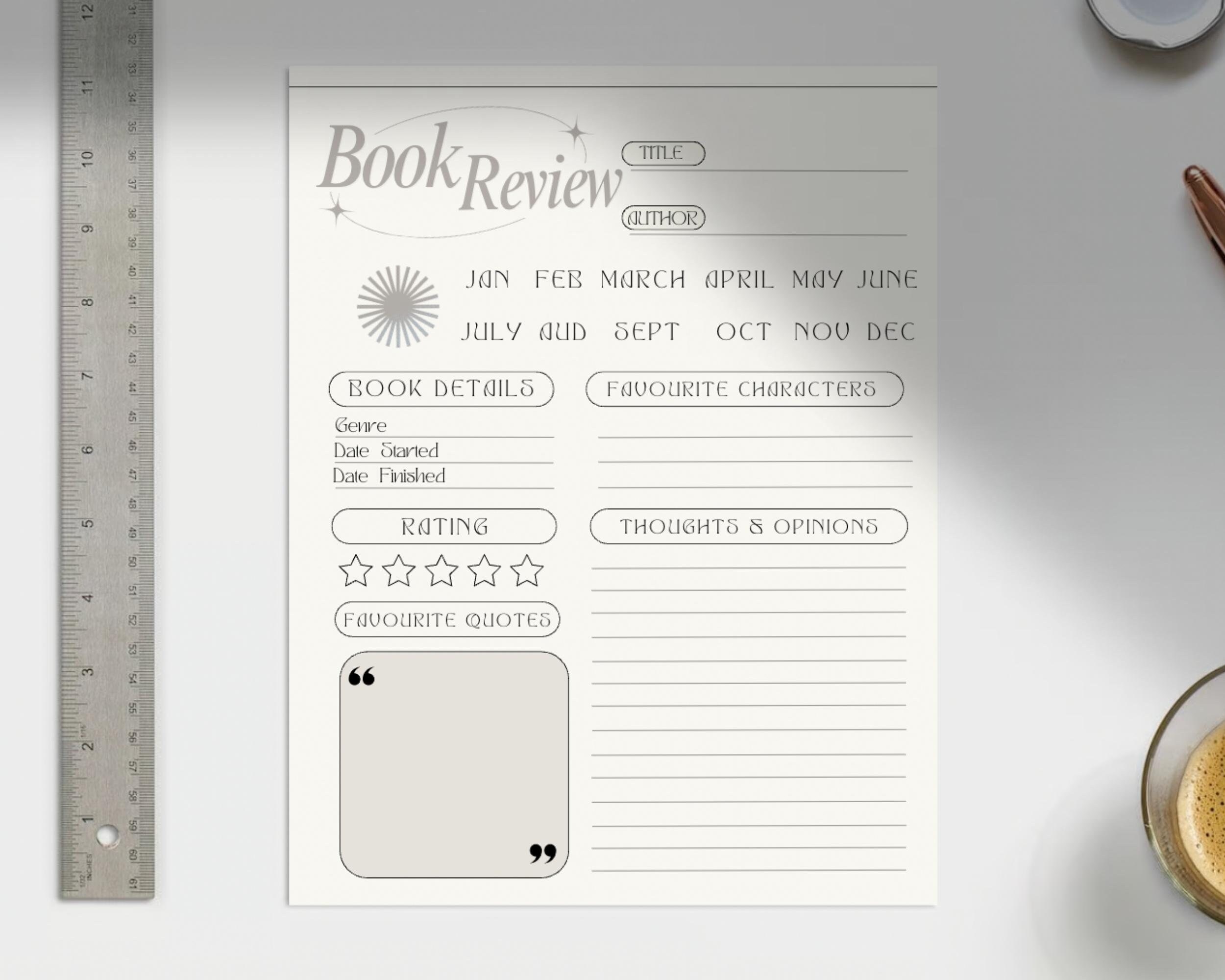 Book Review Template | Printable & Fillable Reading Tracker Review ...
