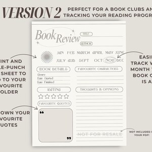 Book Review Template | Printable & Fillable Reading Tracker Review ...