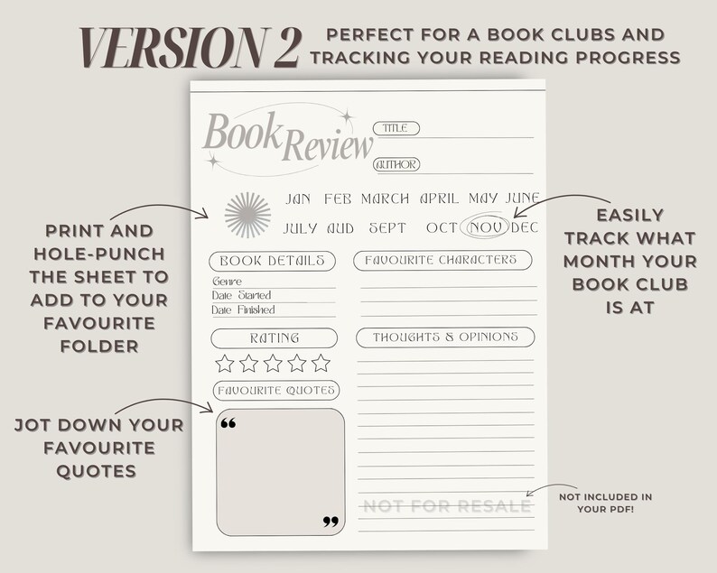 Book Review Template | Printable & Fillable Reading Tracker Review ...