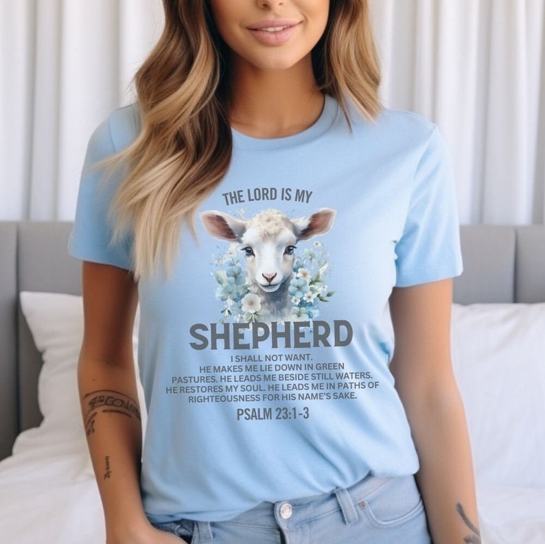 Psalm 23 - the Lord is My Shepherd Bible Verse Tshirt - Christian Faith ...