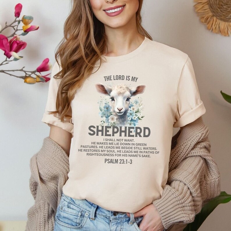 Psalm 23 - the Lord is My Shepherd Bible Verse Tshirt - Christian Faith ...