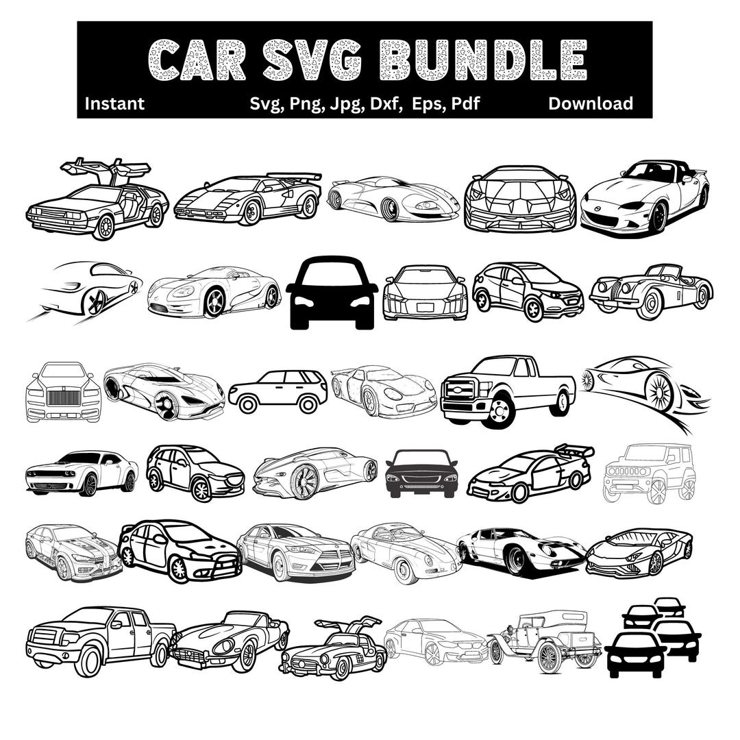 Car Svg Bundle, Retro Car Silhouette Svg, Sports Car Svg, Classic Car ...