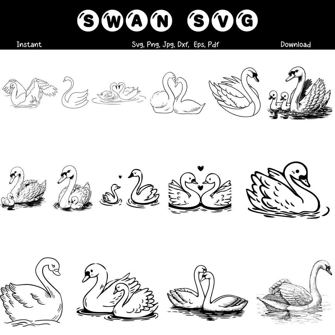 Swan Svg Bandle, Swan Svg, Swan Bundle Png, Swan Clipart, Swan Cut Files for Cricut, Swan Vector ...