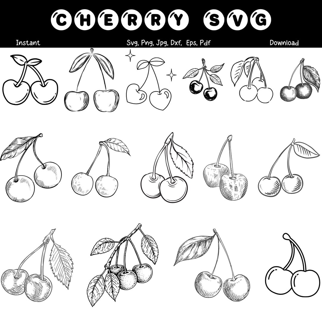 Cherry Svg Cherries Cut File Glitter Cherries Cute Svg Svg Dxf Eps Png ...