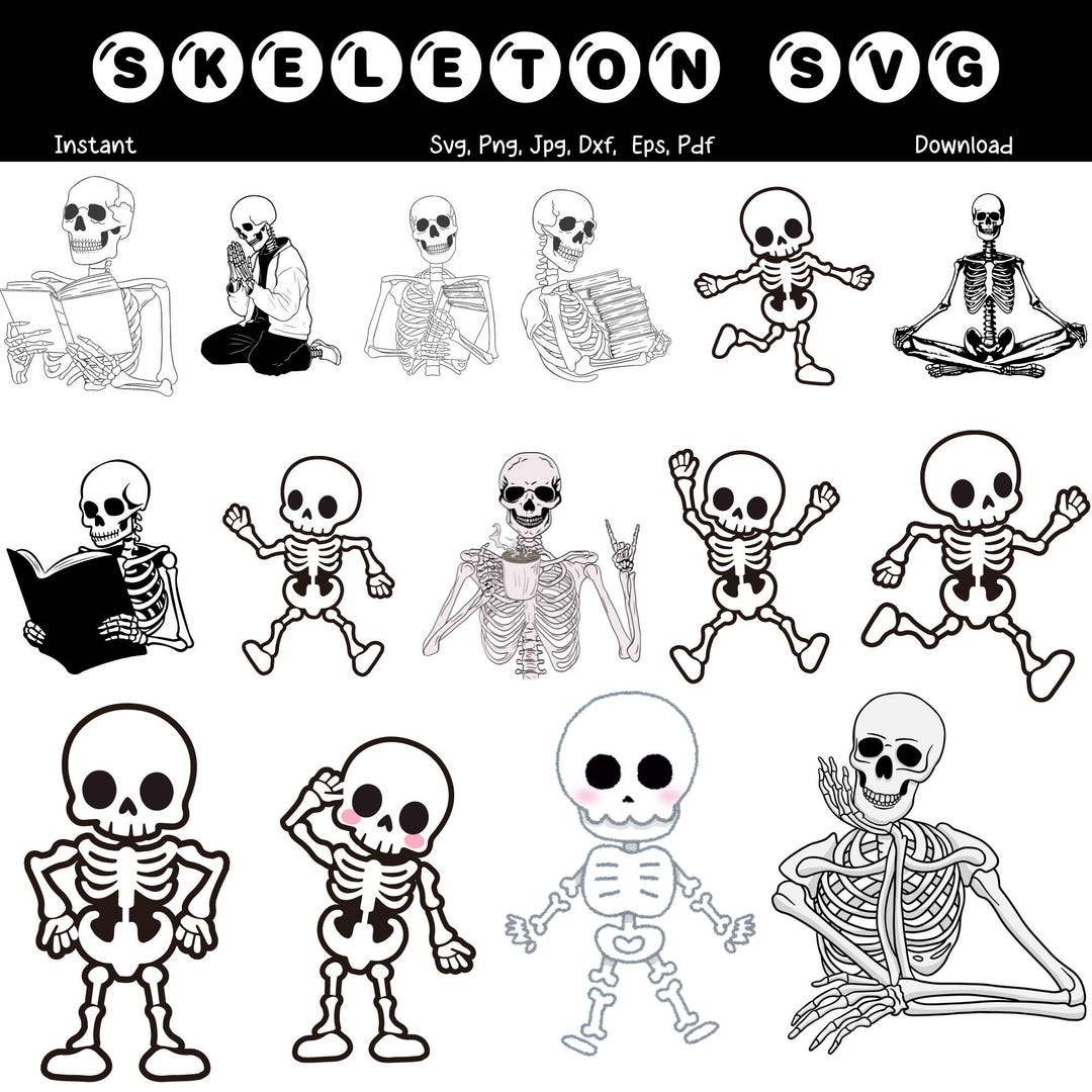Skeleton Svg Files for Cricut, Halloween Skeleton Svg, Skeleton Body ...