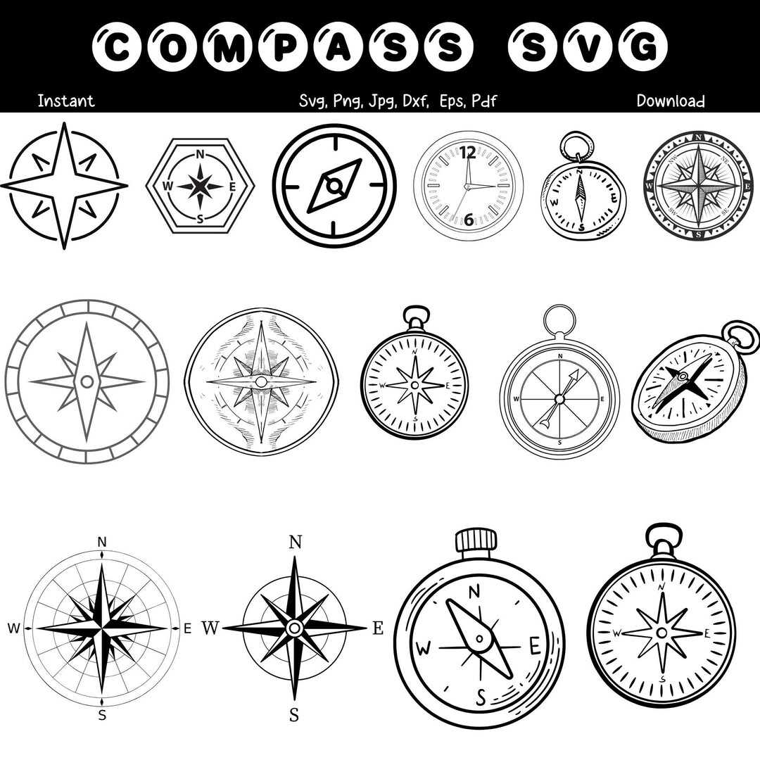 Compass SVG Bundle, Compass Rose Svg, Nautical Compass Svg, Compass Dxf ...