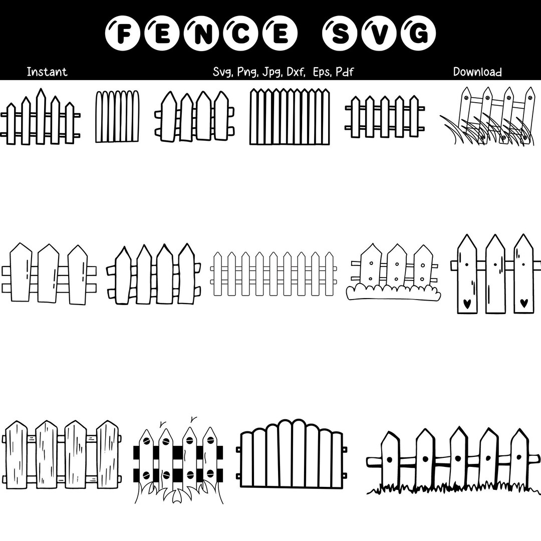 Fence SVG Bundle, Picket Fence Svg, Iron Cast Fence Svg, Wooden Fence ...