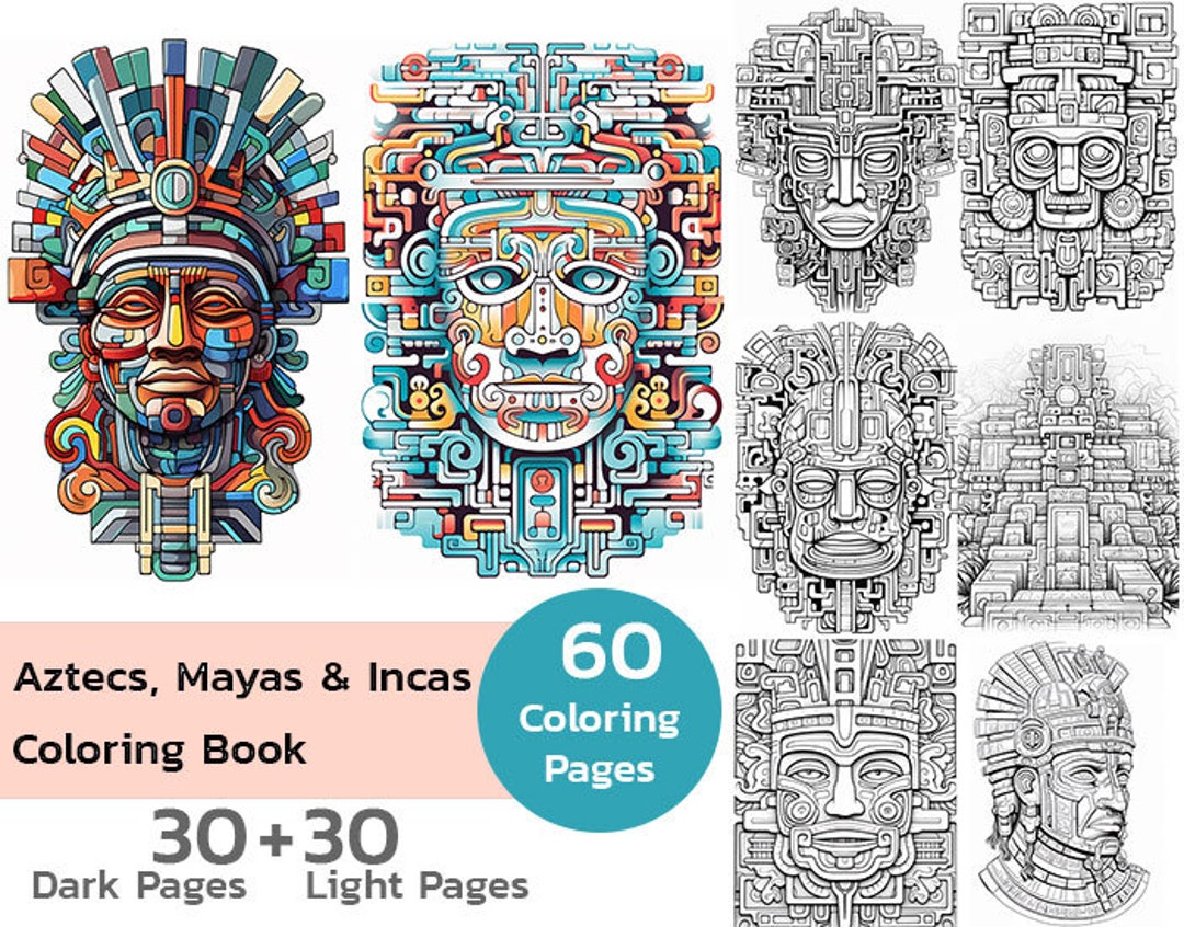 Aztecs, Incas and Mayas Coloring Book for Adults and Kids 30 Coloring ...