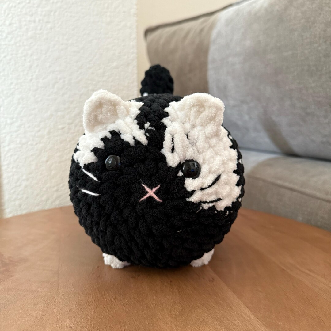 Oreo the Black & White Kitty Loaf Cat Plush Stuffed Animal Amigurumi ...