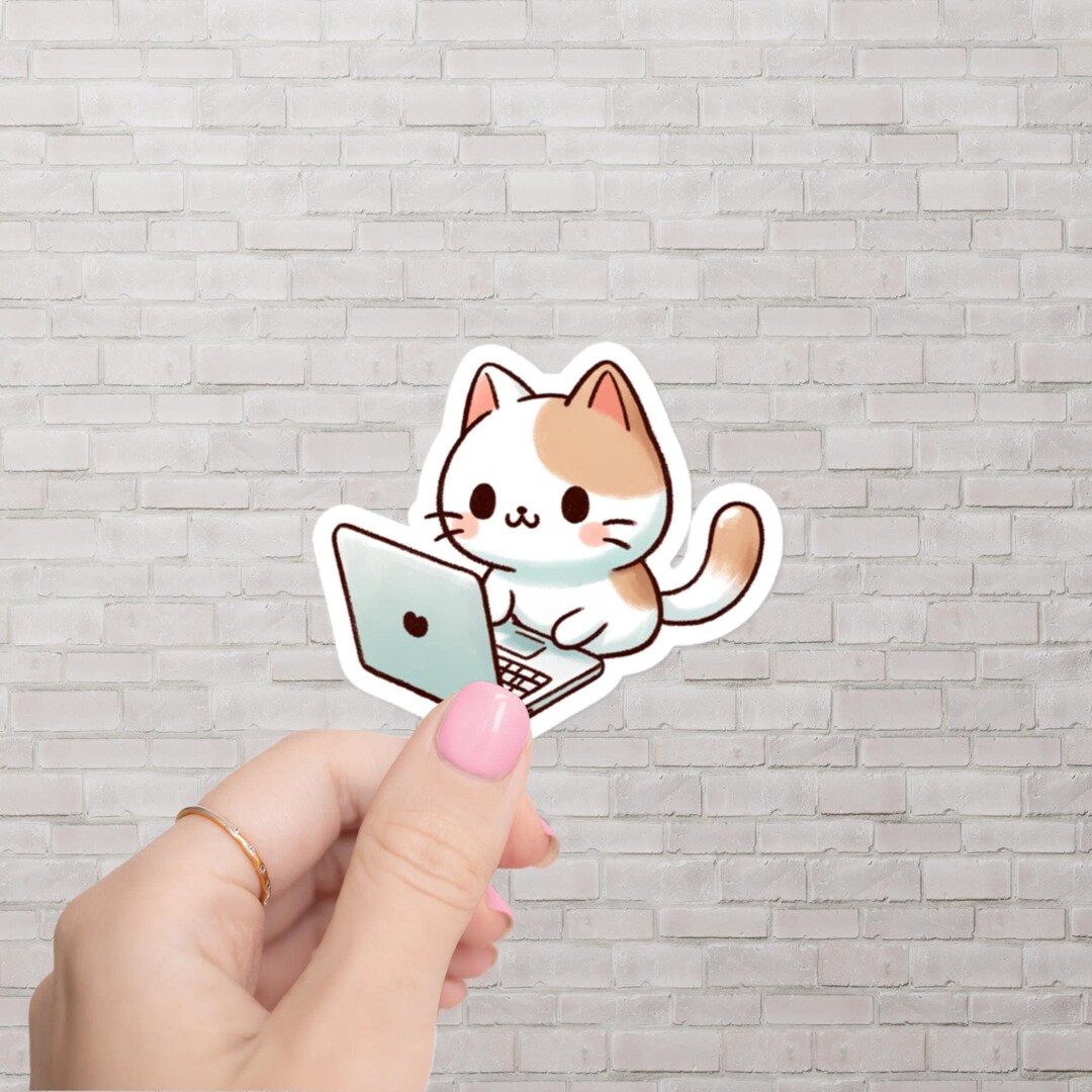 Cat and Computer Stickers - Etsy