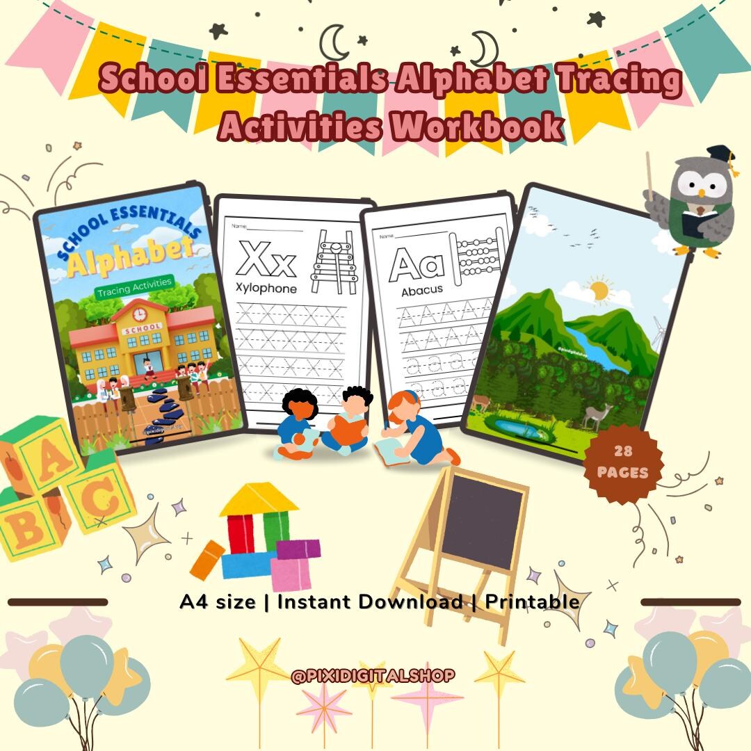 28 Pages A-Z Letter Alphabet Tracing Worksheets for Kids Workbook | A-Z ...