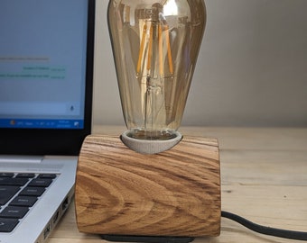Wood Desk Lamp With Edison Bulb Handcrafted Wooden Lamp - Etsy
