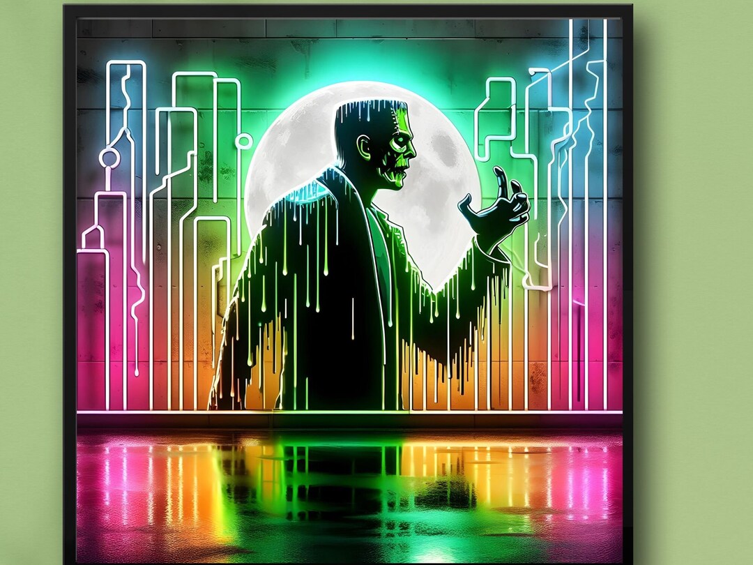 2PCS DIGITAL Neon Gradient Color FRANKENSTEIN Kids' Room Wall Art - Etsy