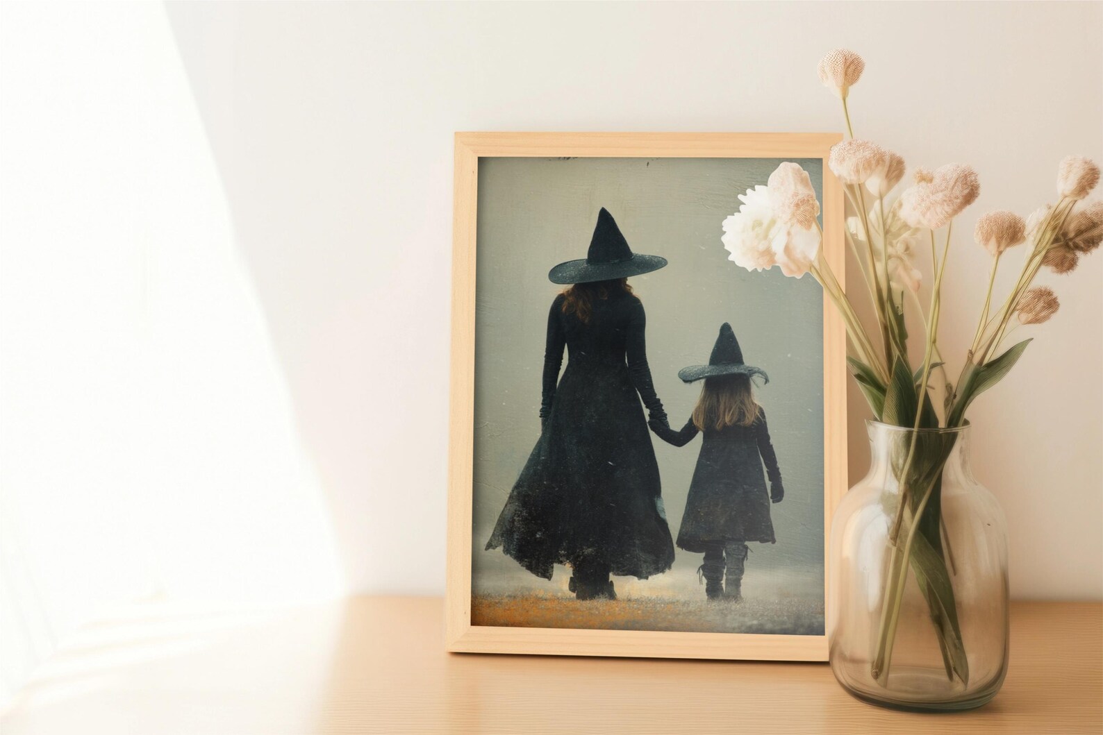 Witch and Daughter Wall Art Print, Halloween Witch Painting, Dark ...