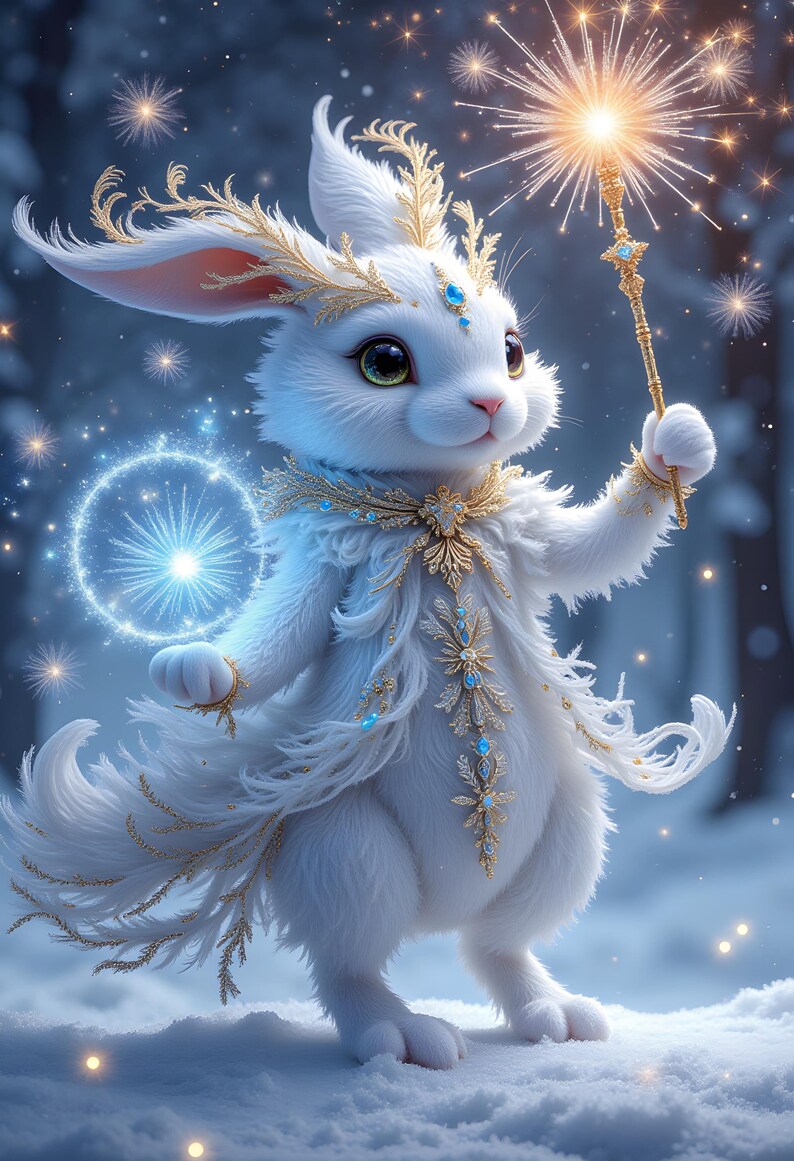 Magical Rabbit Printable Portrait & Wall Art, Cute Bunny Decor, Instant ...