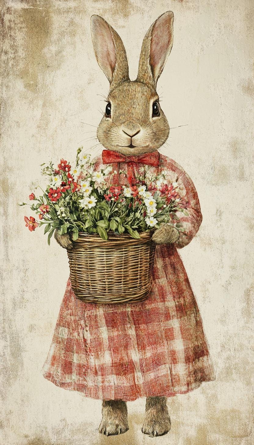 Cute Spring Bunny Picture - Easter Bunny Printable Wall Art - Bunny ...