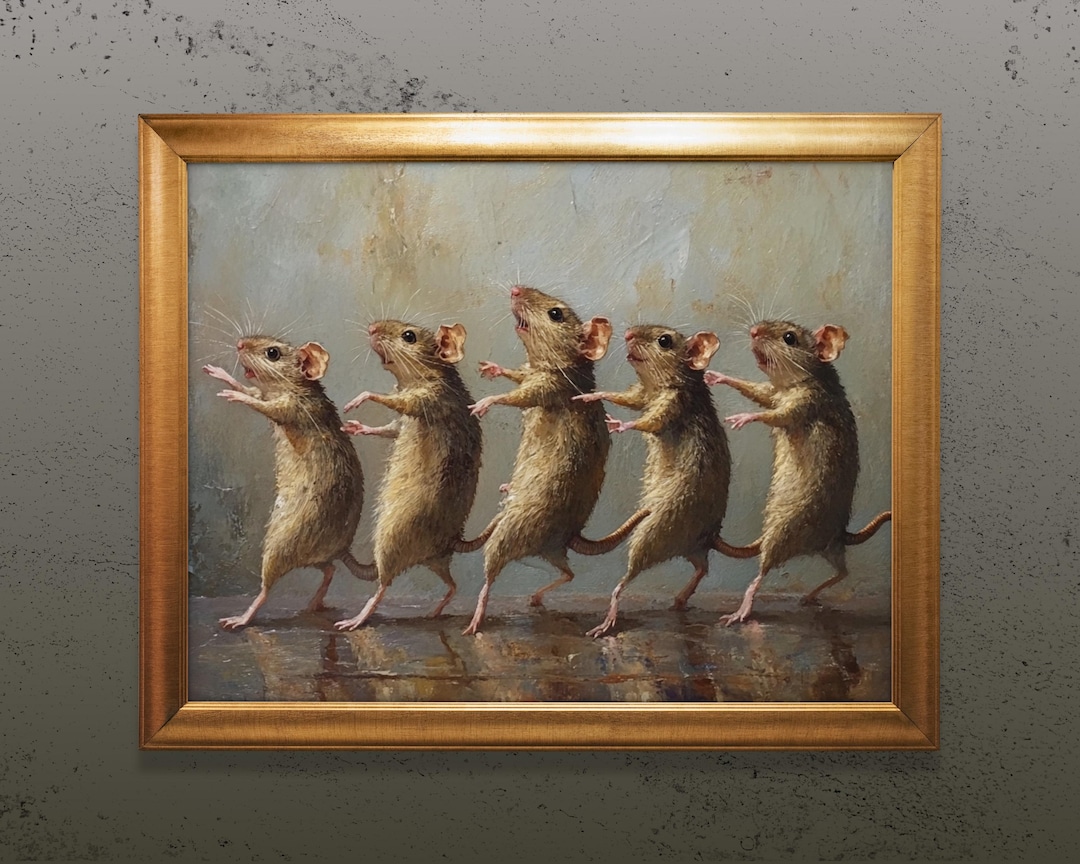 The Rats Dancing Print, Cute Rats Vintage Wall Art Print, Renaissance ...