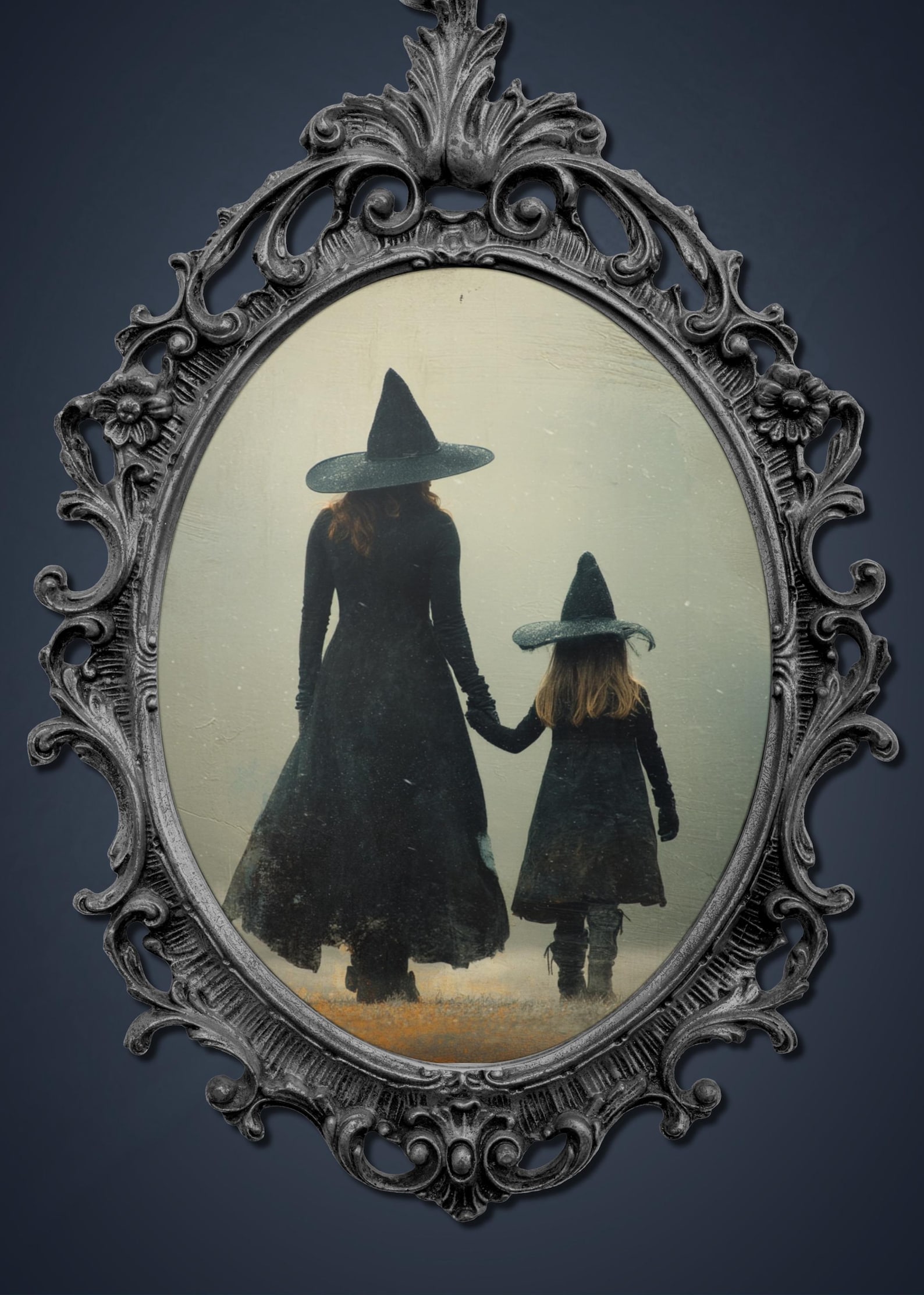 Witch and Daughter Wall Art Print, Halloween Witch Painting, Dark ...