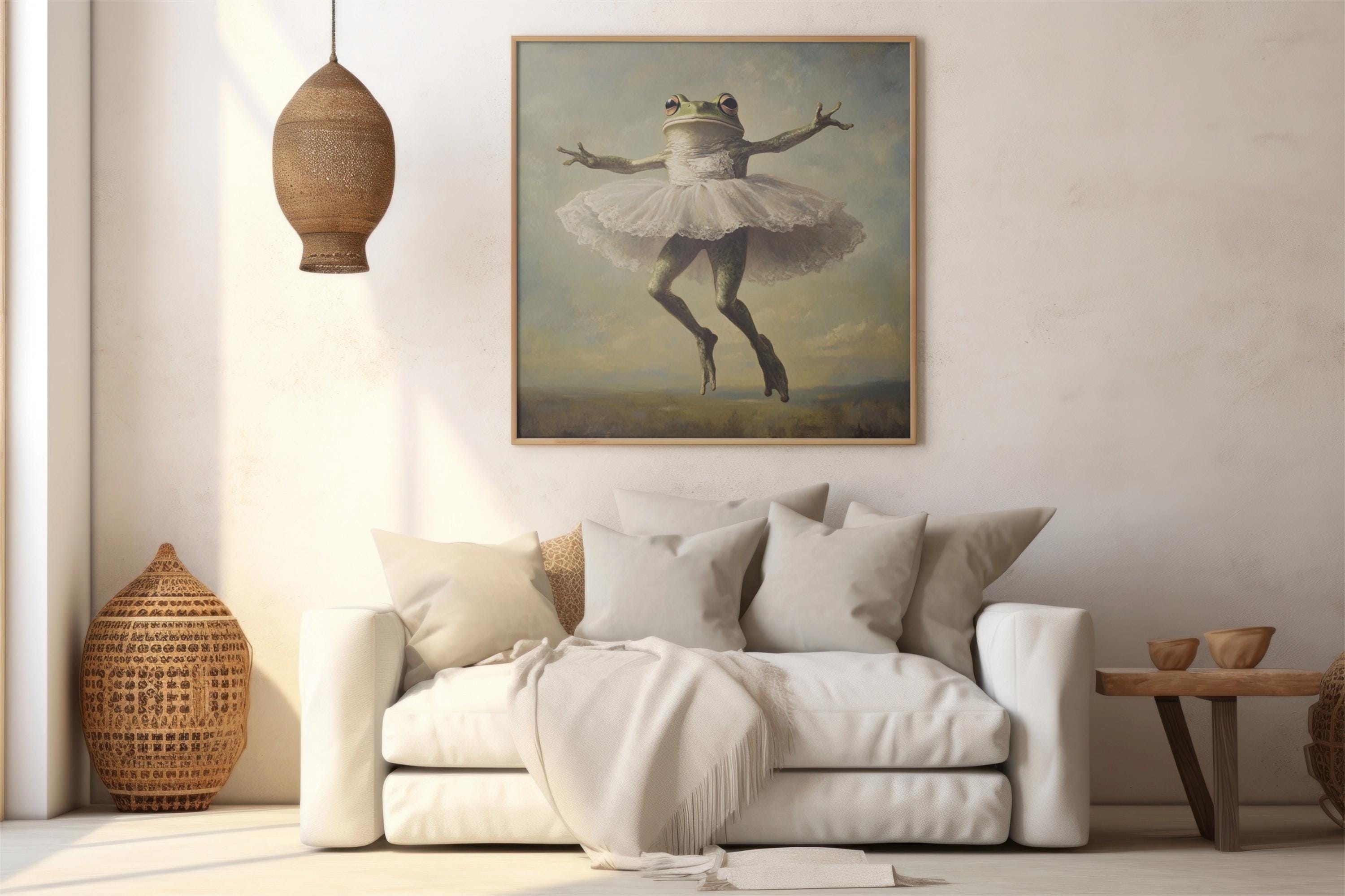 Frog Ballerina Wall Art, Funny Frog Vintage Poster, Ballet Frog ...