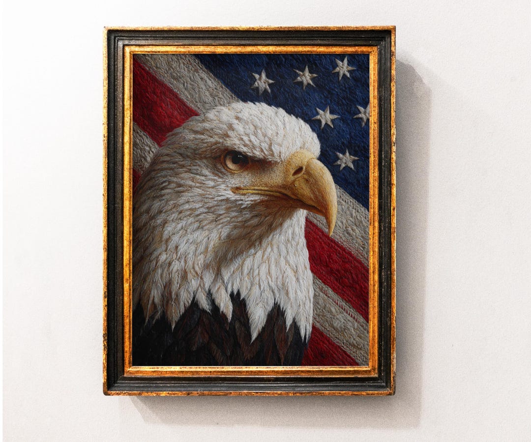 American Flag Eagle Print: Rustic USA Patriotic Wall Art (digital ...