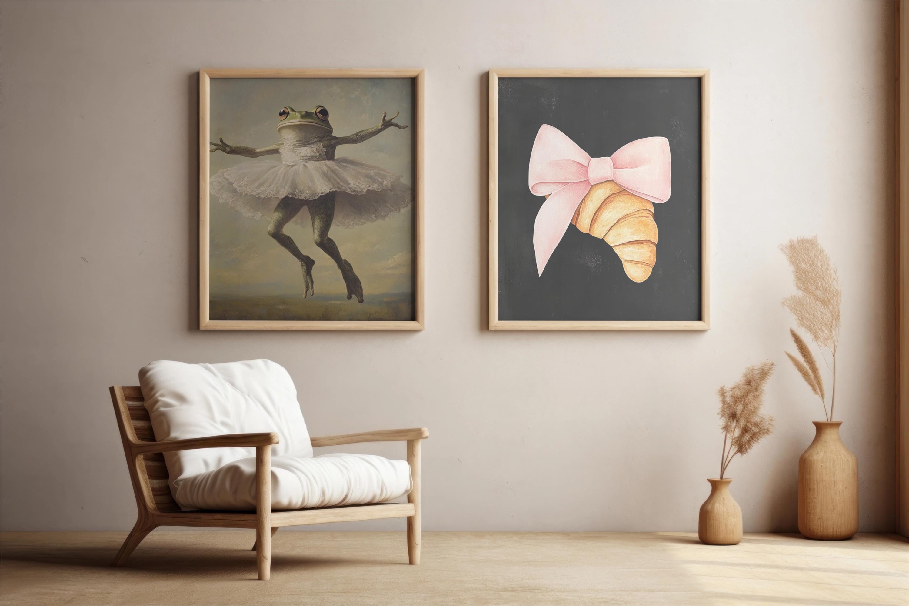 Frog Ballerina Wall Art, Funny Frog Vintage Poster, Ballet Frog ...