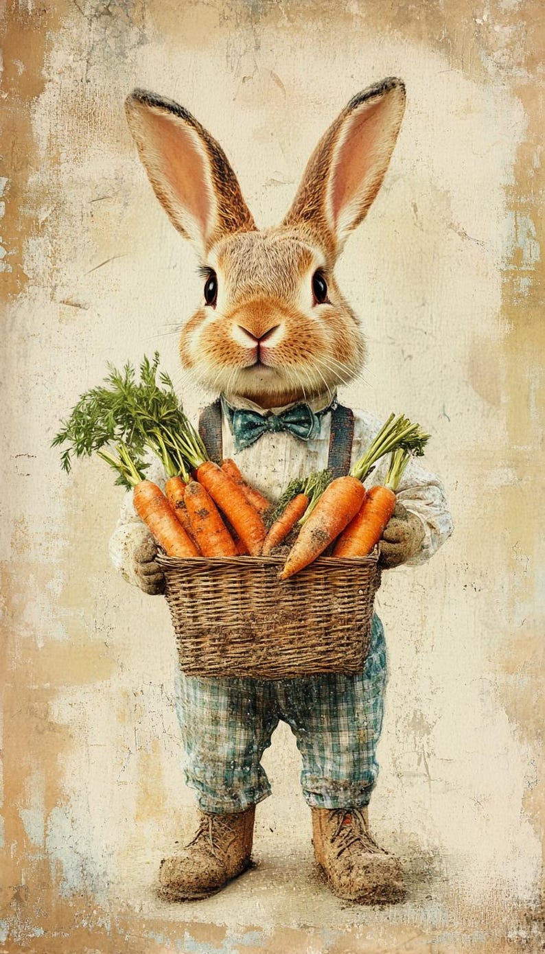 Cute Spring Bunny Vintage Picture - Easter Bunny Printable Wall Art ...