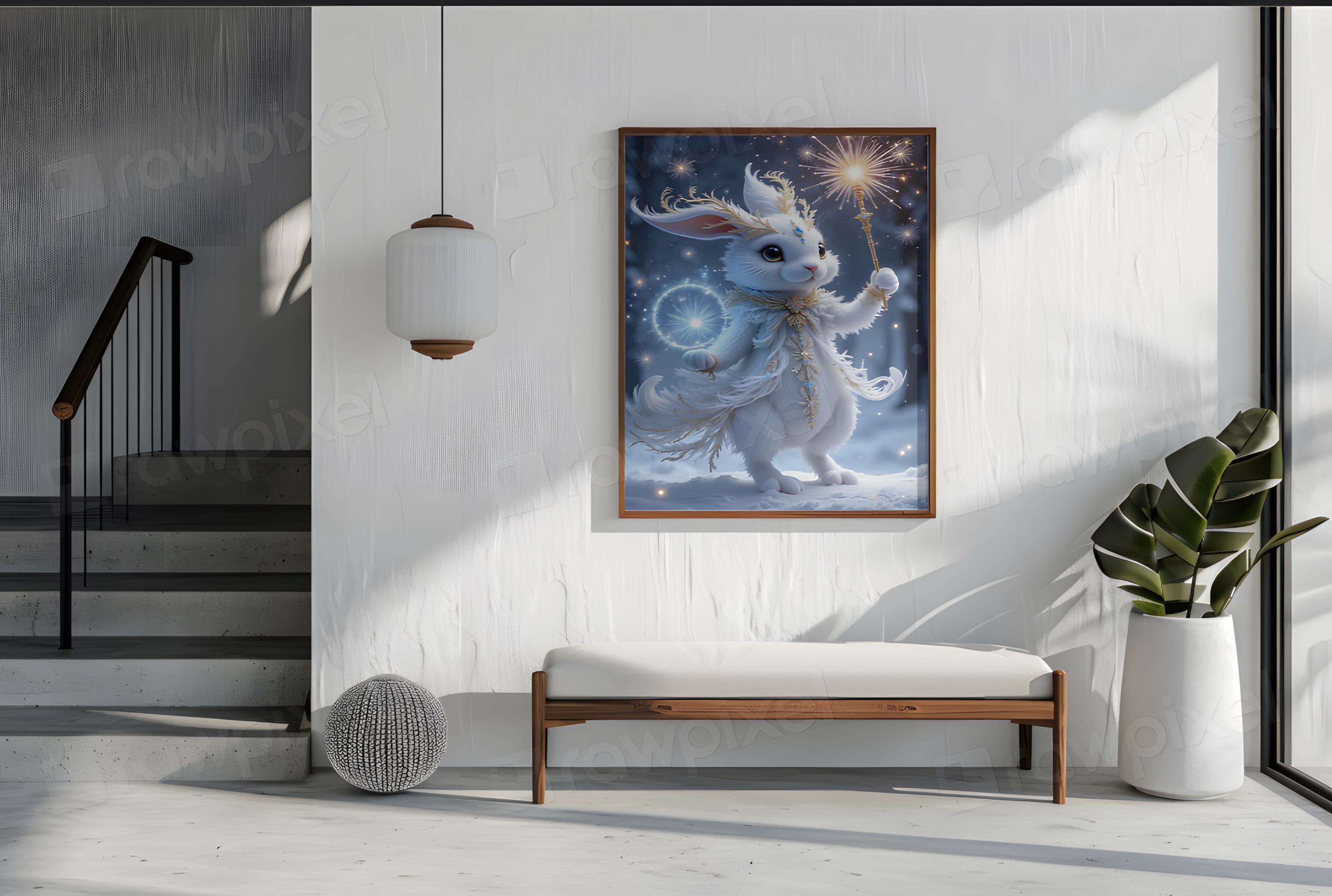 Magical Rabbit Printable Portrait & Wall Art, Cute Bunny Decor, Instant ...