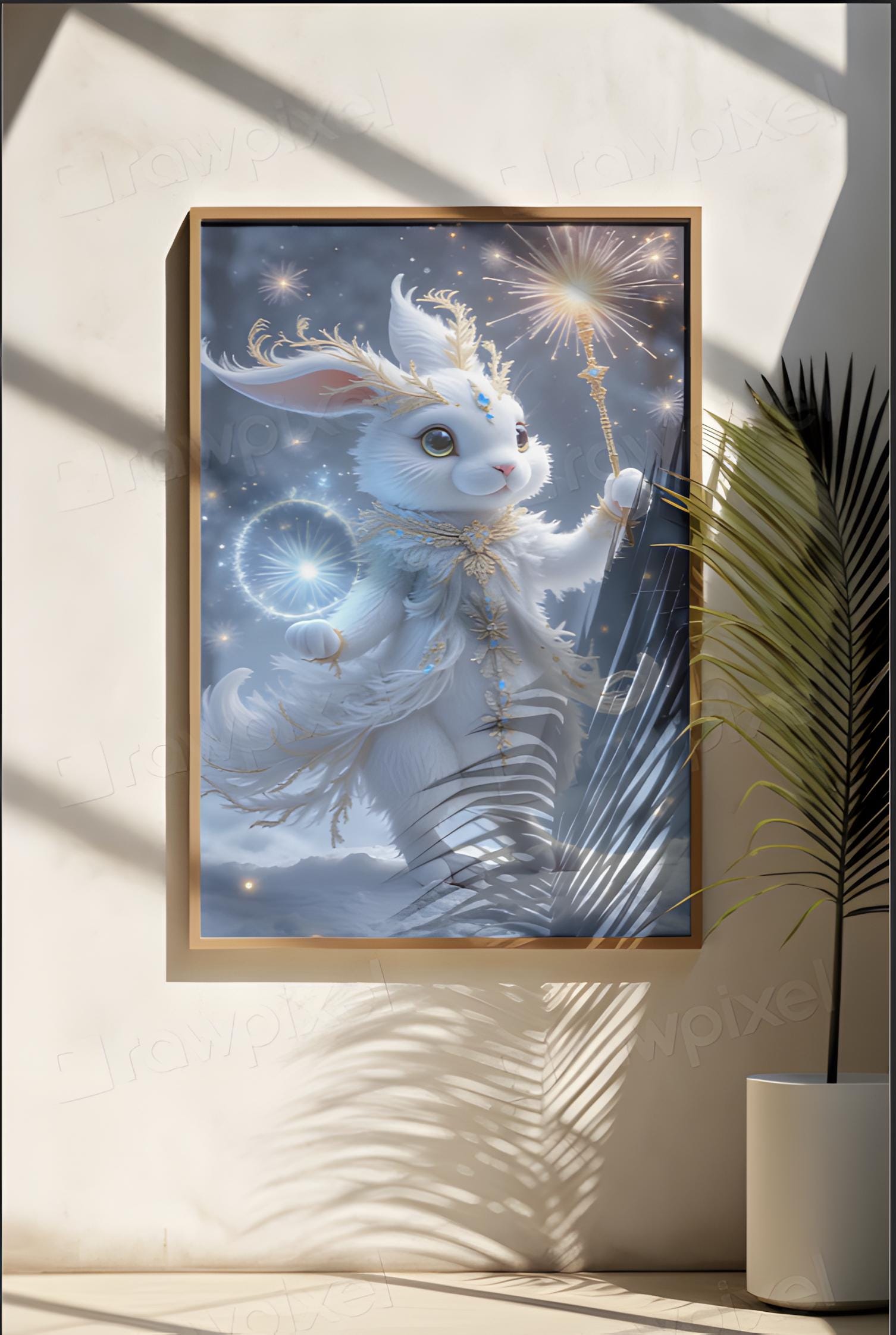 Magical Rabbit Printable Portrait & Wall Art, Cute Bunny Decor, Instant ...