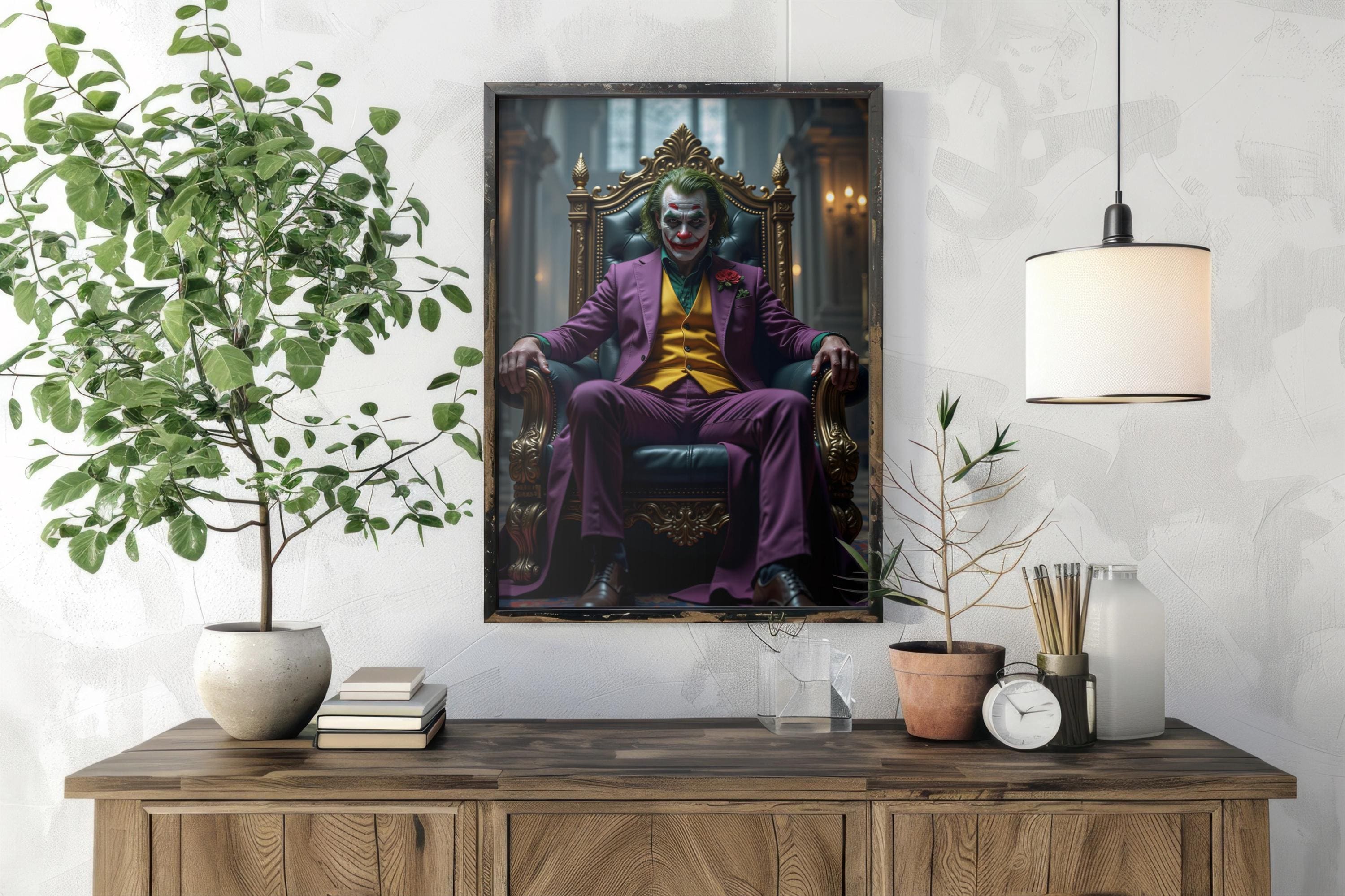 The Joker Wall Art Print, Joker on a Throne Portrait, Joker Printable ...