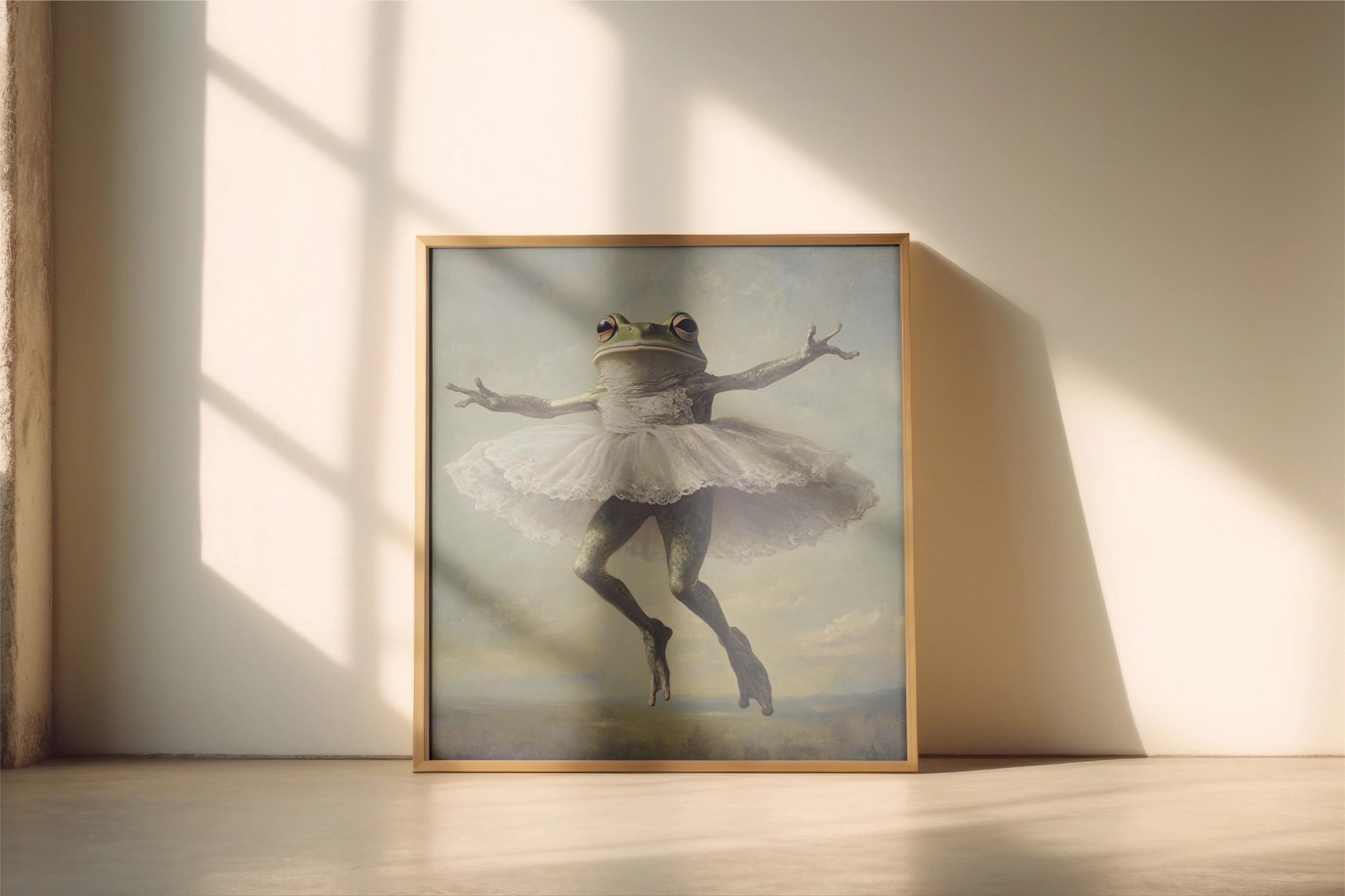 Frog Ballerina Wall Art, Funny Frog Vintage Poster, Ballet Frog ...
