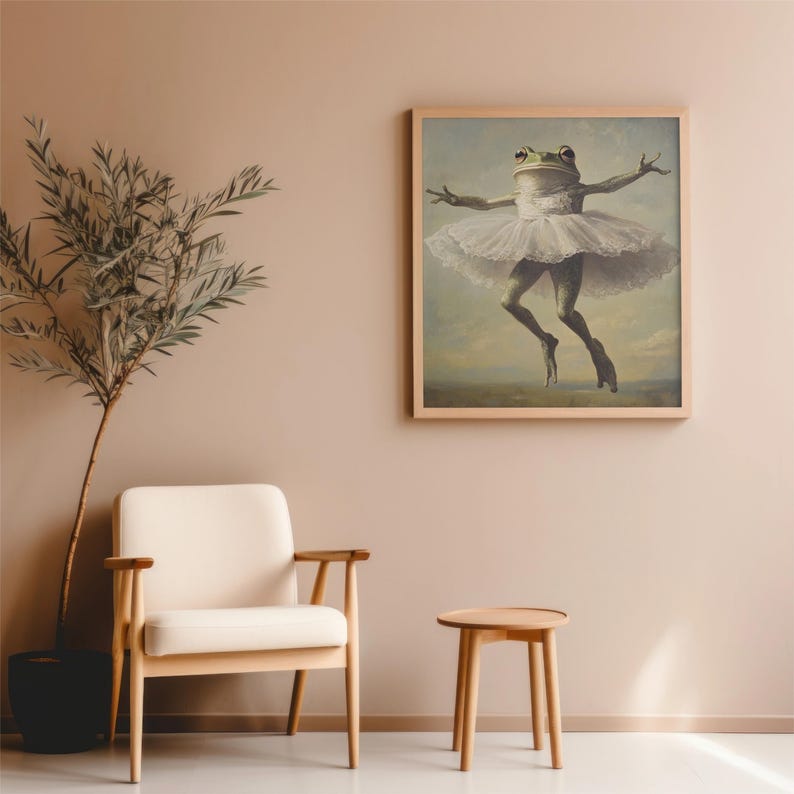 Frog Ballerina Wall Art, Funny Frog Vintage Poster, Ballet Frog ...