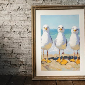 Seagulls at the Beach Wall Art, Animals on the Beach Decoration ...