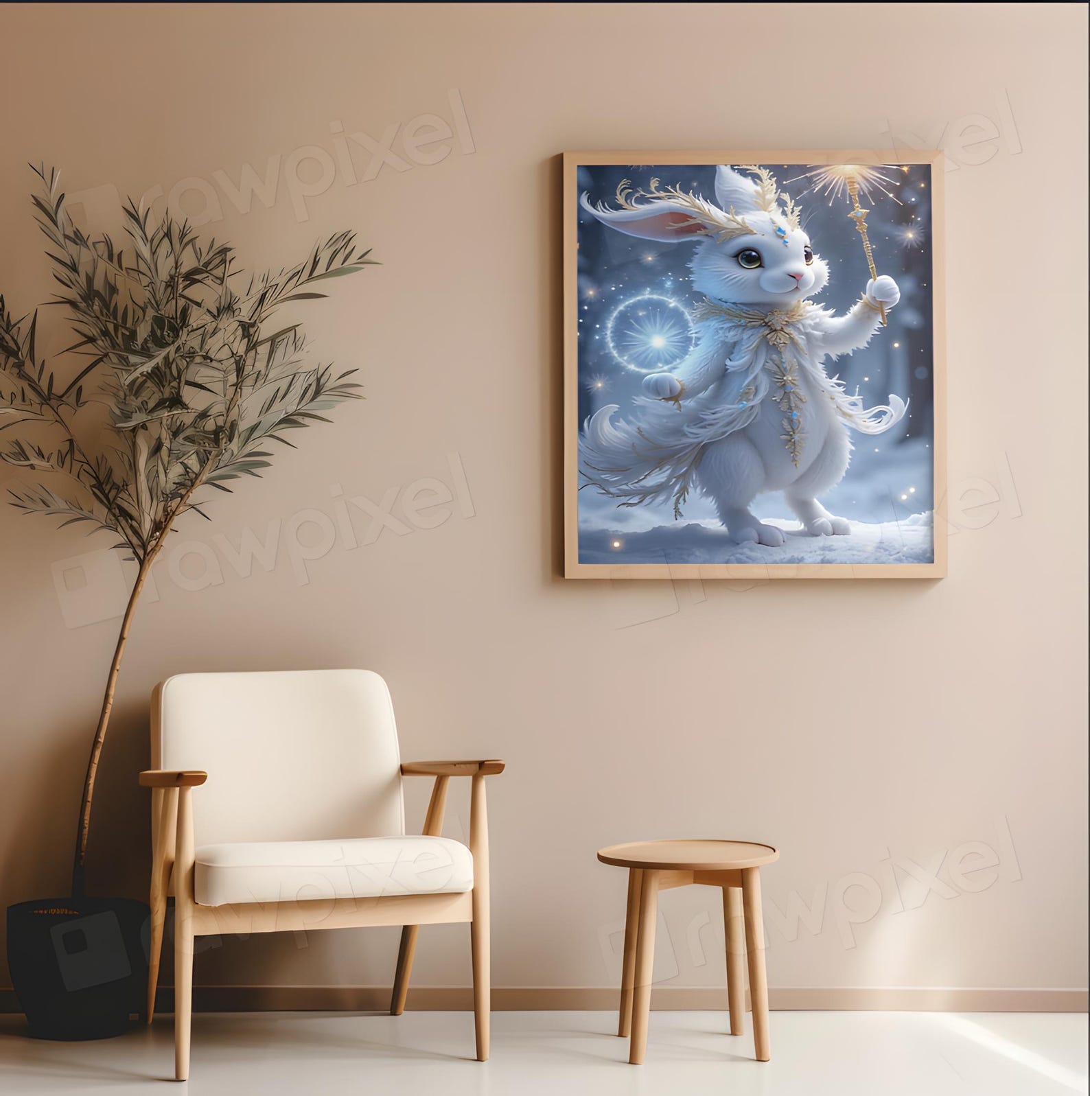 Magical Rabbit Printable Portrait & Wall Art, Cute Bunny Decor, Instant ...