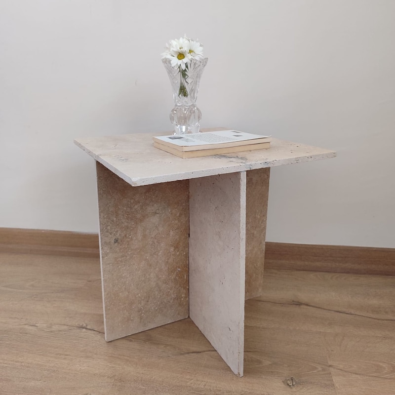 Travertine Side Table - Etsy
