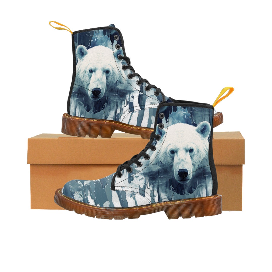 Polar Bear Men's Canvas Boots, Mens Design Boots, Gift for Him, Men's ...