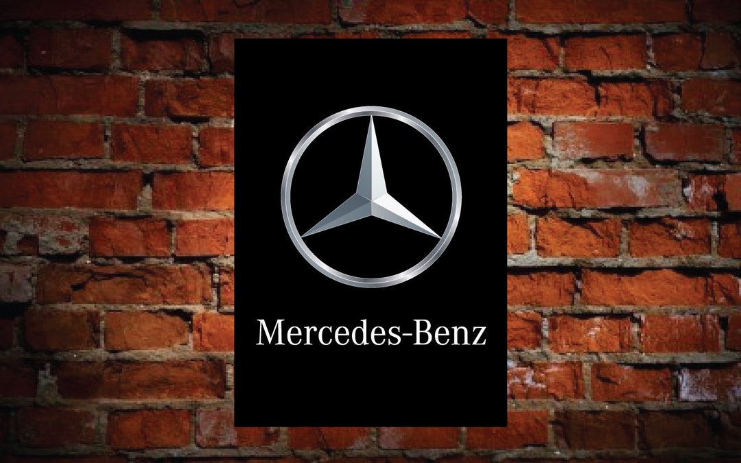 Mercedes Car Logo Waterproof PVC Banner for Man Cave, Garage, Bedroom ...