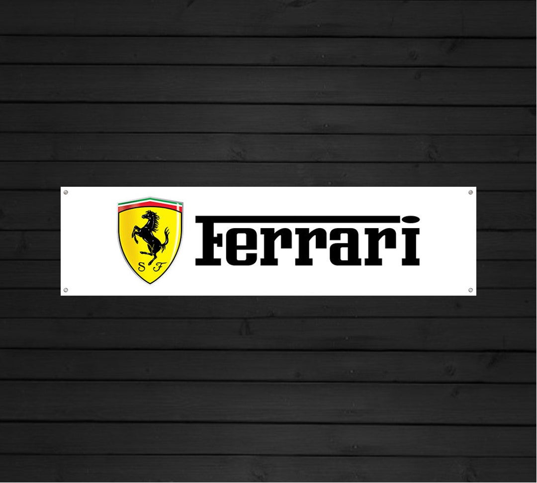 Ferrari Car Logo Waterproof PVC Banner for Man Cave, Garage, Bedroom ...