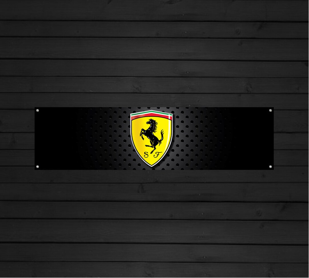 Ferrari Car Logo Waterproof PVC Banner for Man Cave, Garage, Bedroom ...