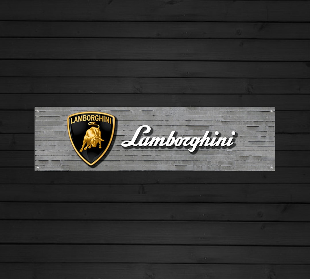 Lamborghini Car Logo Waterproof PVC Banner for Man Cave, Garage ...